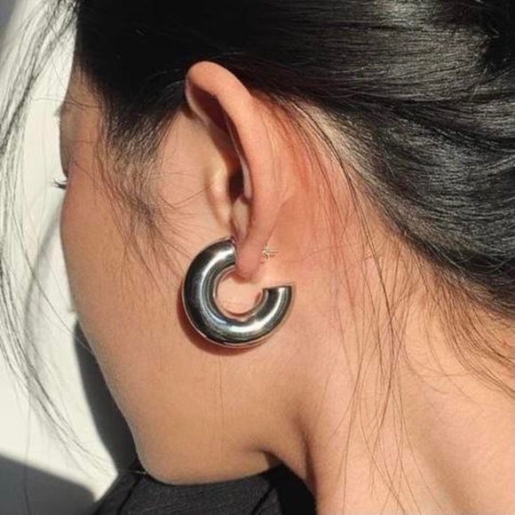 LACCstudios | Jewelry | Chunky Silver Hoop Earrings Chunky Hoop ...